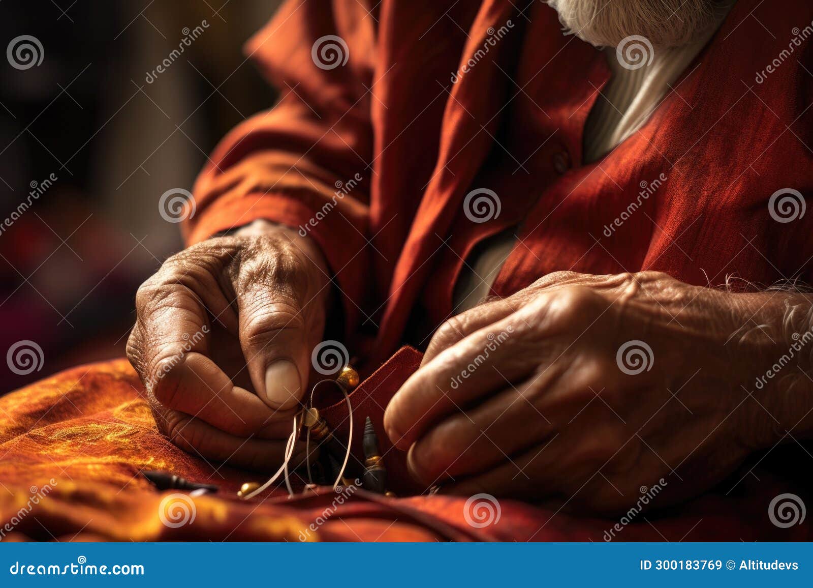 Close-up of a Tailors Hands Threading a Needle Stock Image - Image of ...