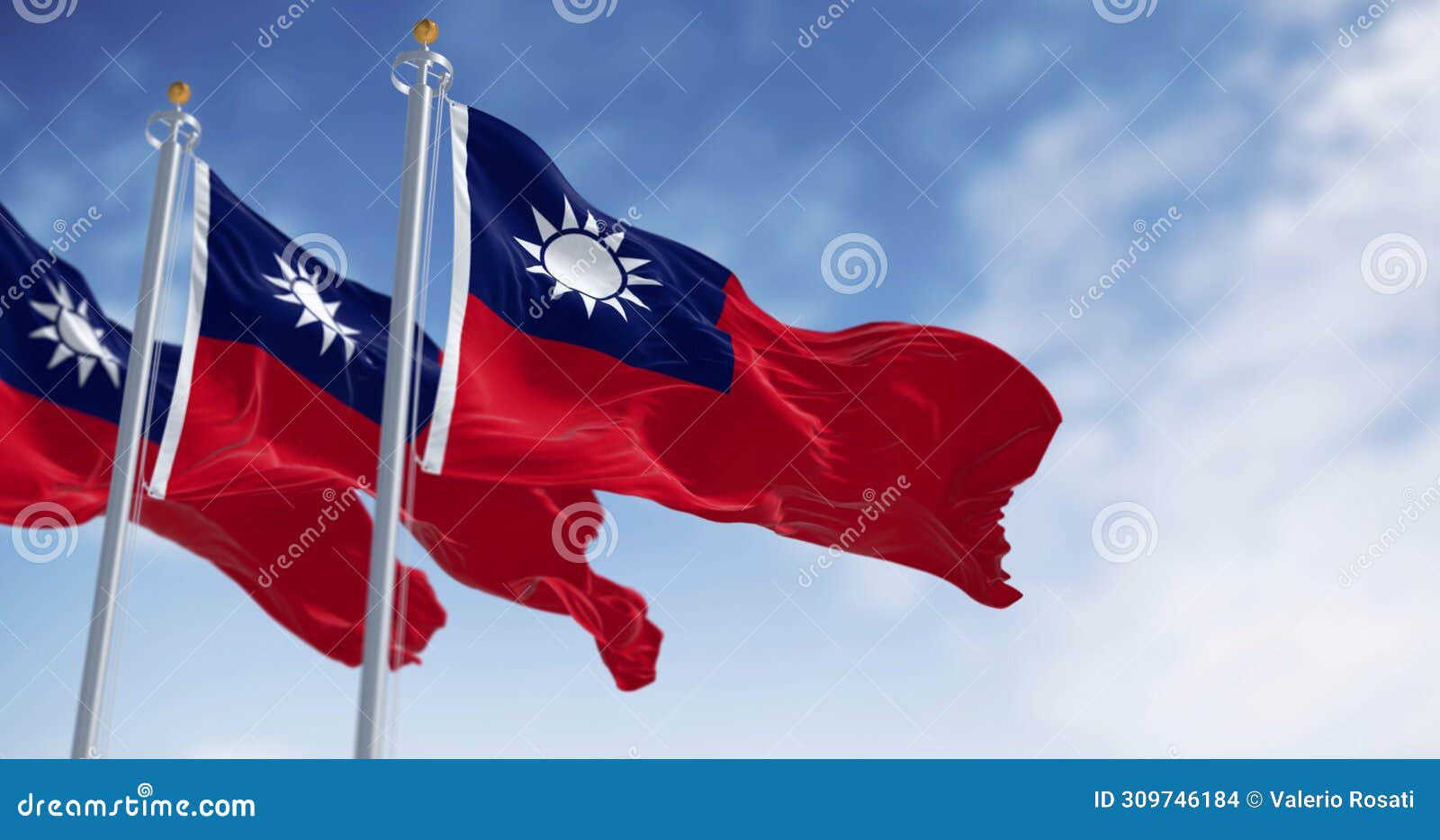 Close-up of Taiwan Flag Waving in the Wind Stock Illustration ...