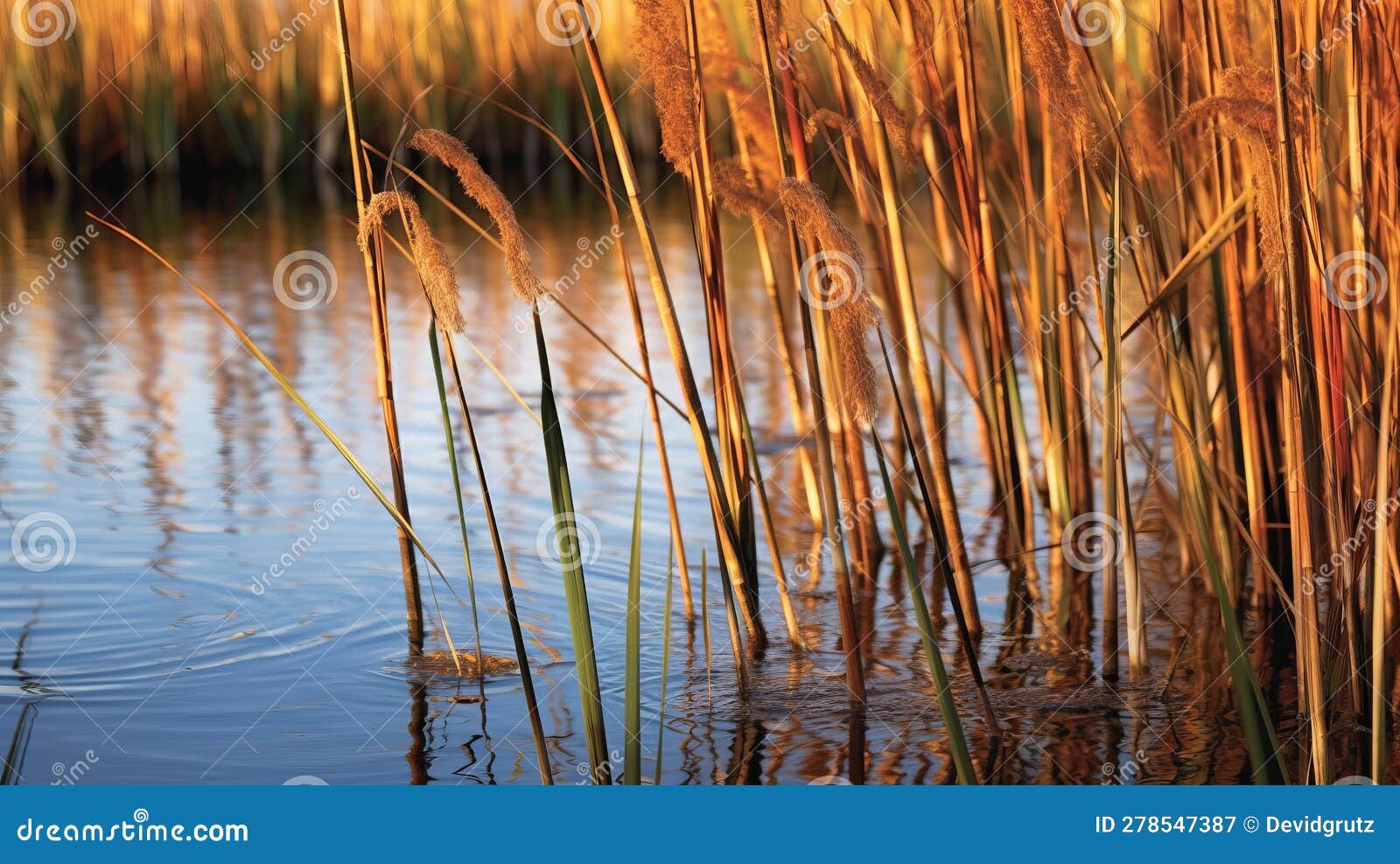 Close-up of Tall Reeds Growing at the Edge of a River. Generative AI ...
