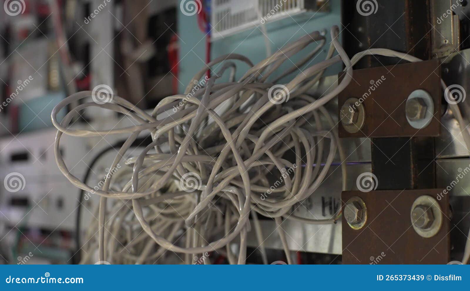 Close Up of Tangle of Wires in Server Room. Closeup Push-out of Many ...