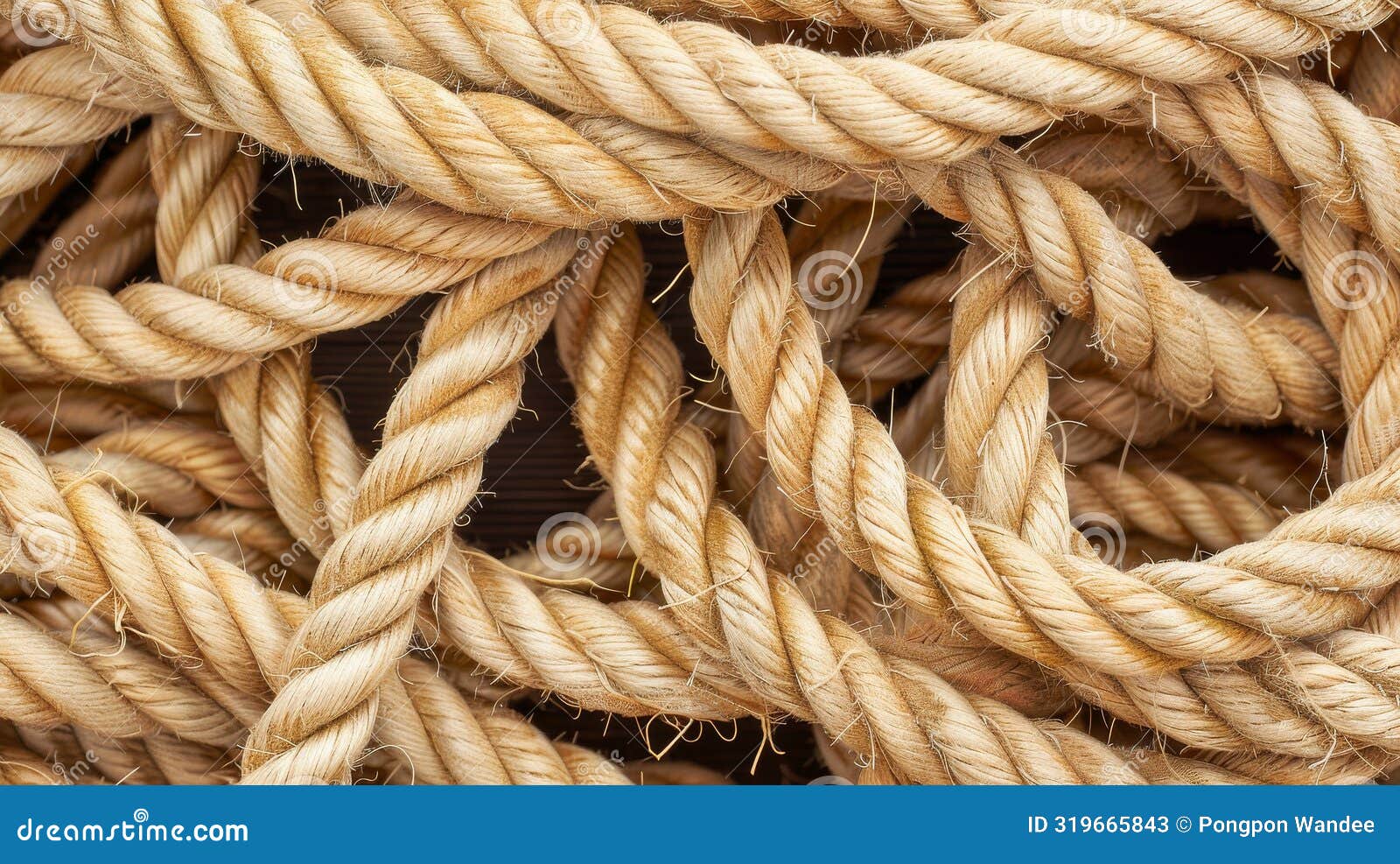 Close-up of Tangled and Knotted Rope with a Rough and Fibrous Texture ...