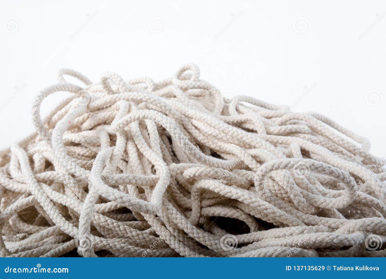 Close Up of Tangled Rope Part Background on White Stock Image - Image ...