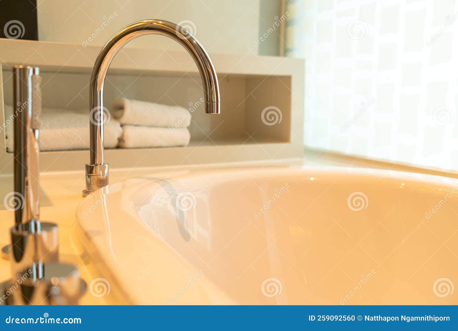 Close up tap on bath tub stock photo. Image of architecture - 259092560