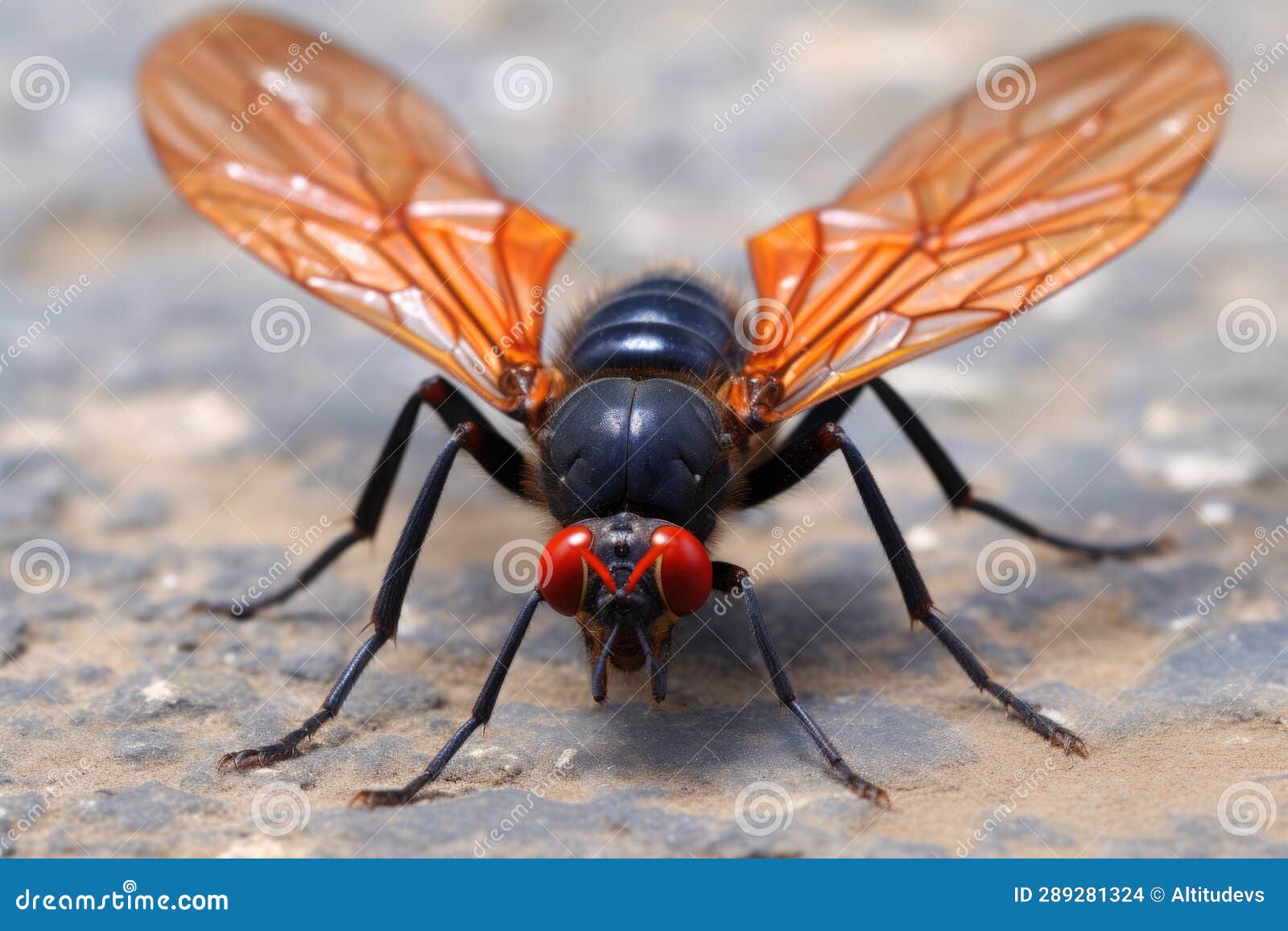 Close-up of Tarantula Hawk Wasp Wings Spread Stock Photo - Image of ...