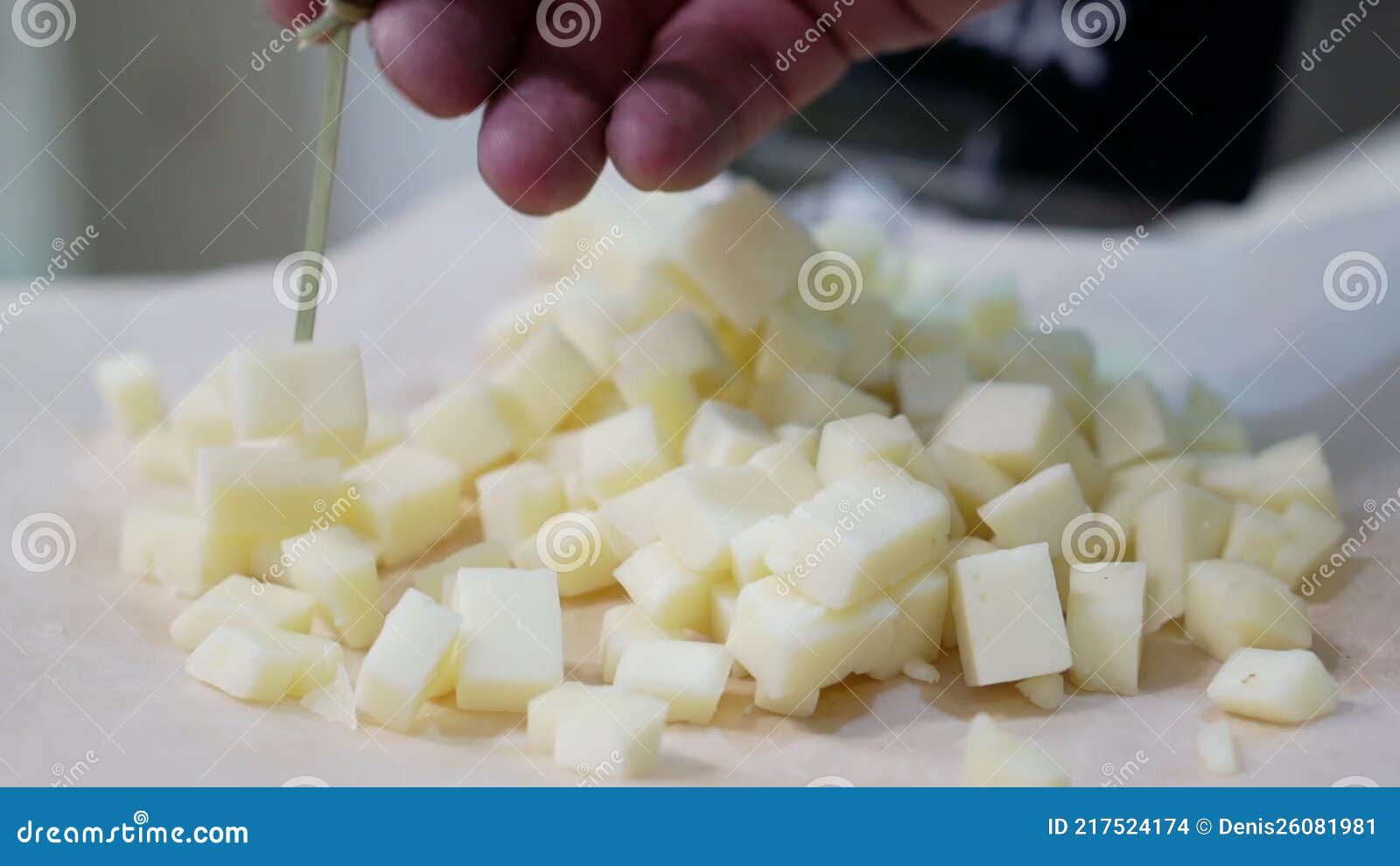 Close-up of Tasting Diced Cheese. Stock Footage - Video of festival ...