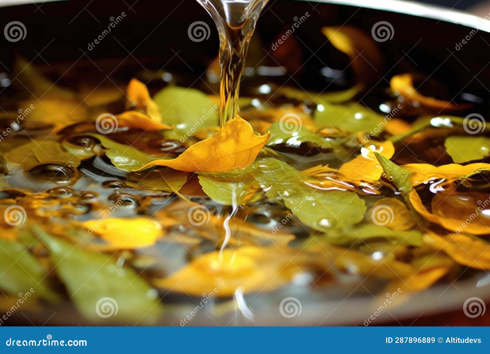 Close-up of Tea Leaves Unfurling in Hot Water Stock Image - Image of ...