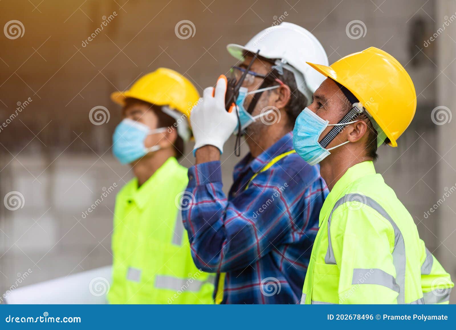 Close Up Team Construction Worker Control in the House Structure at ...