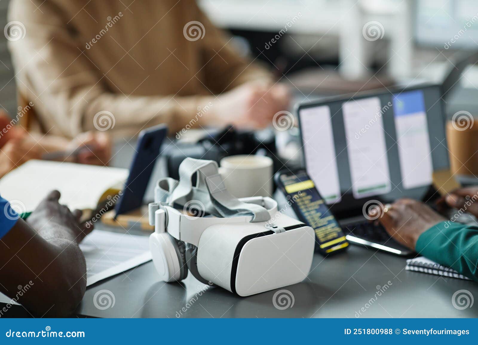 Team Of Programmers Talking About Algorithm Running On Laptop Screen Pointing At Source Code