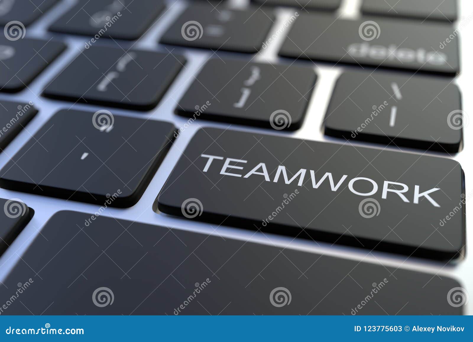 Close-up of TEAMWORK Key on the Keyboard. 3D Rendering Stock ...