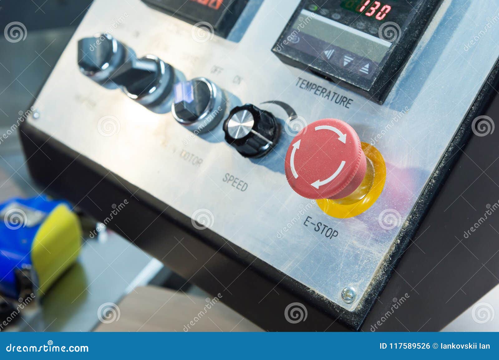 Close-up Technical Display on the Control Panel with Electrical ...