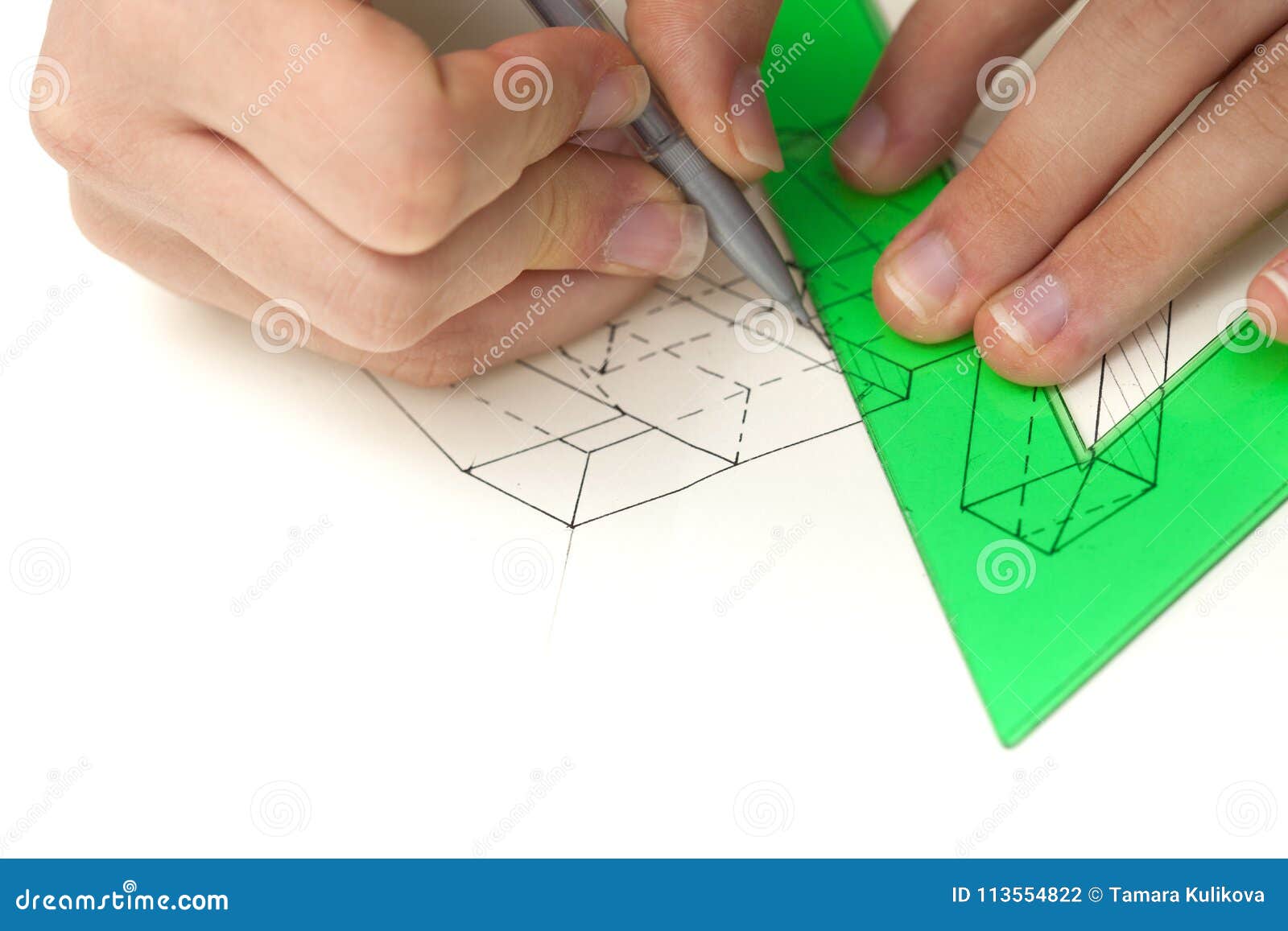 Technical drawing exercise stock photo. Image of pencil - 113554822