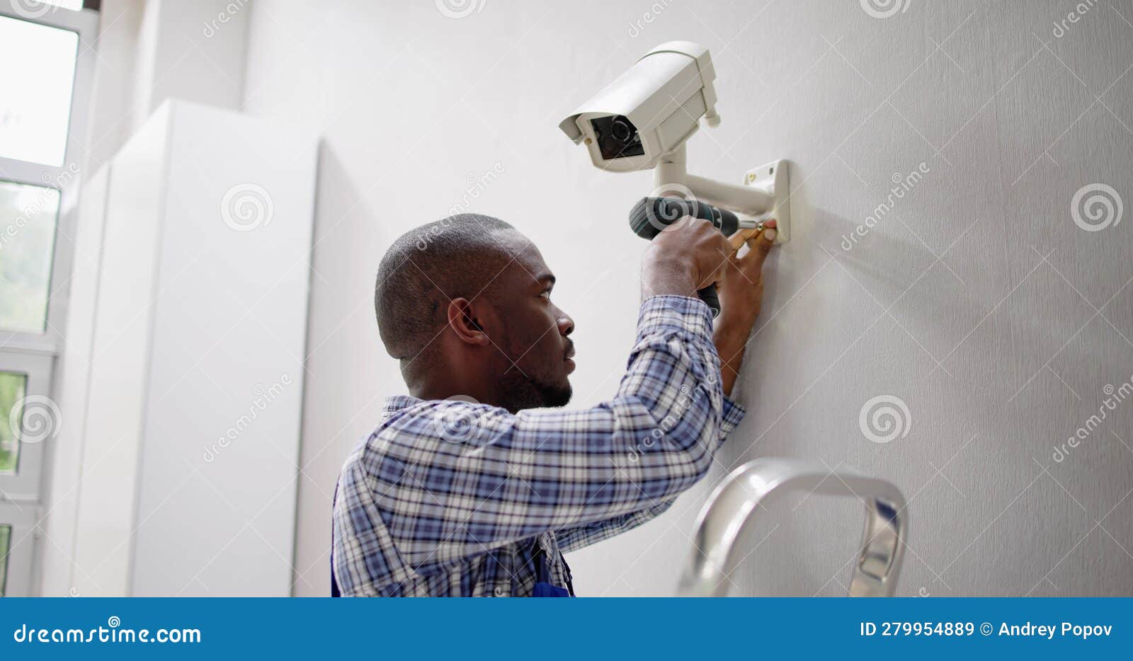 Close-up of Technician Adjusting CCTV Camera Stock Image - Image of ...