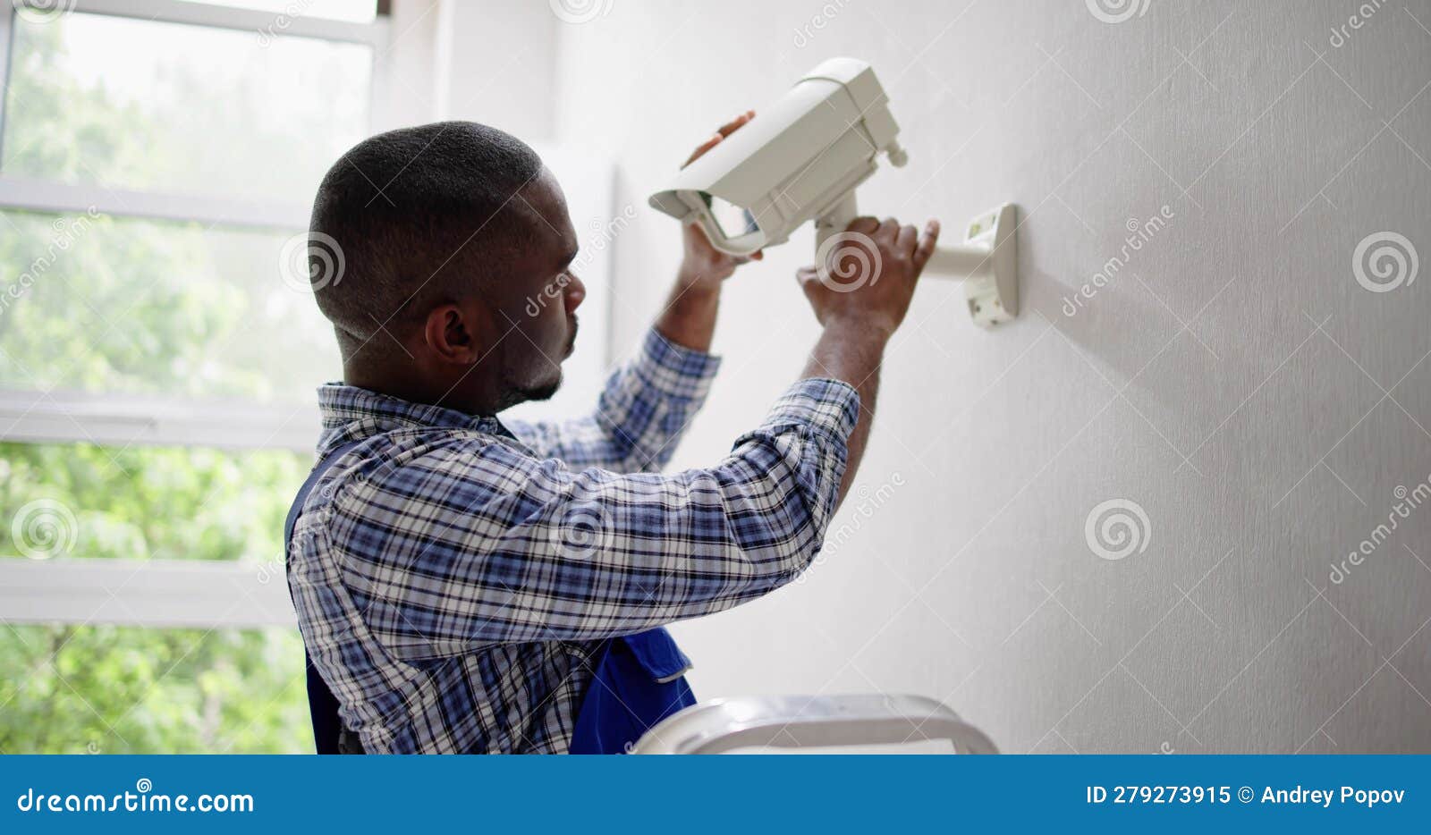 Close-up of Technician Adjusting CCTV Camera Stock Image - Image of ...