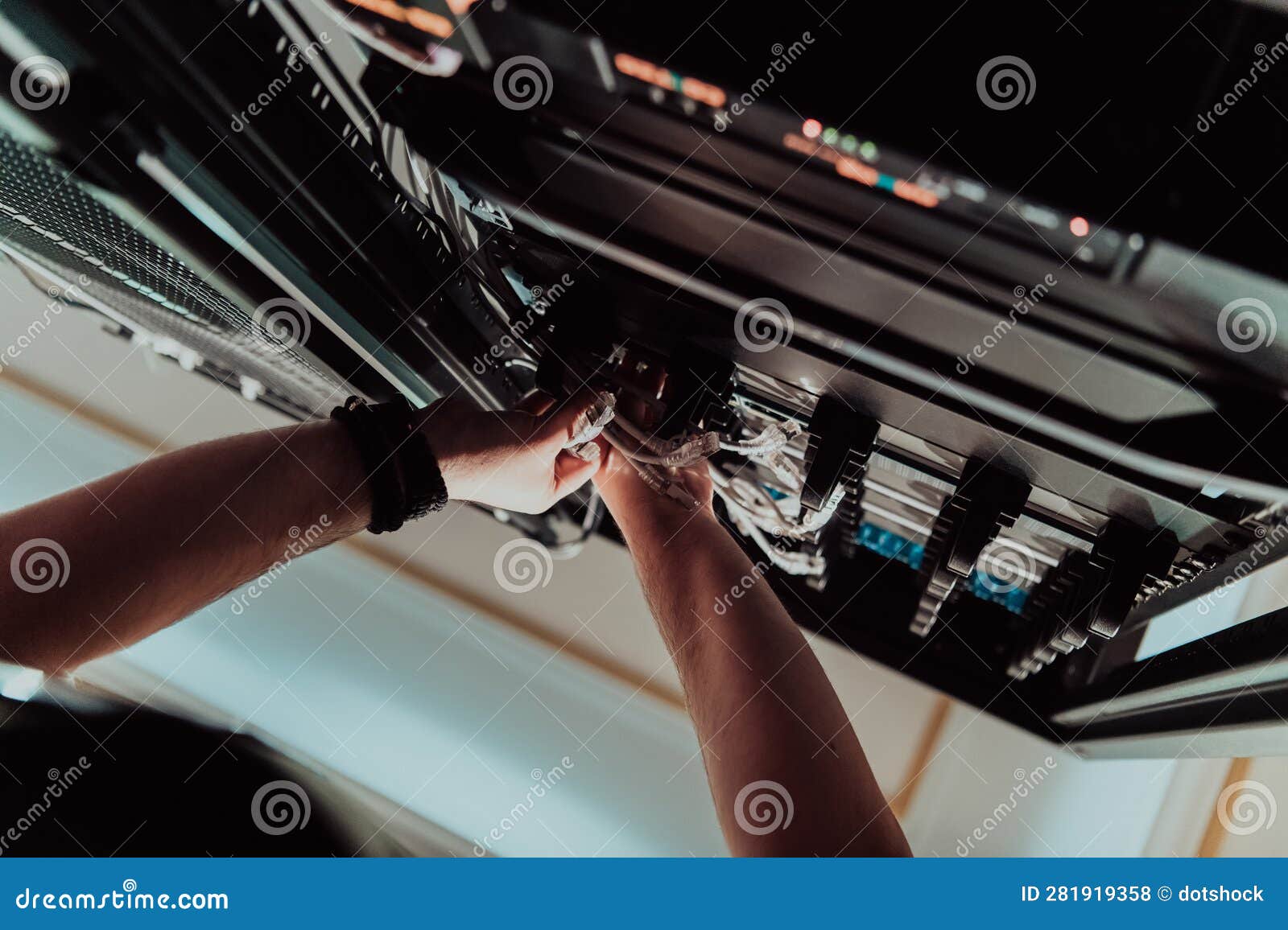 Close Up of Technician Setting Up Network in Server Room Stock Photo ... Close Up of Technician Setting Up Network in Server Room Stock Photo ...