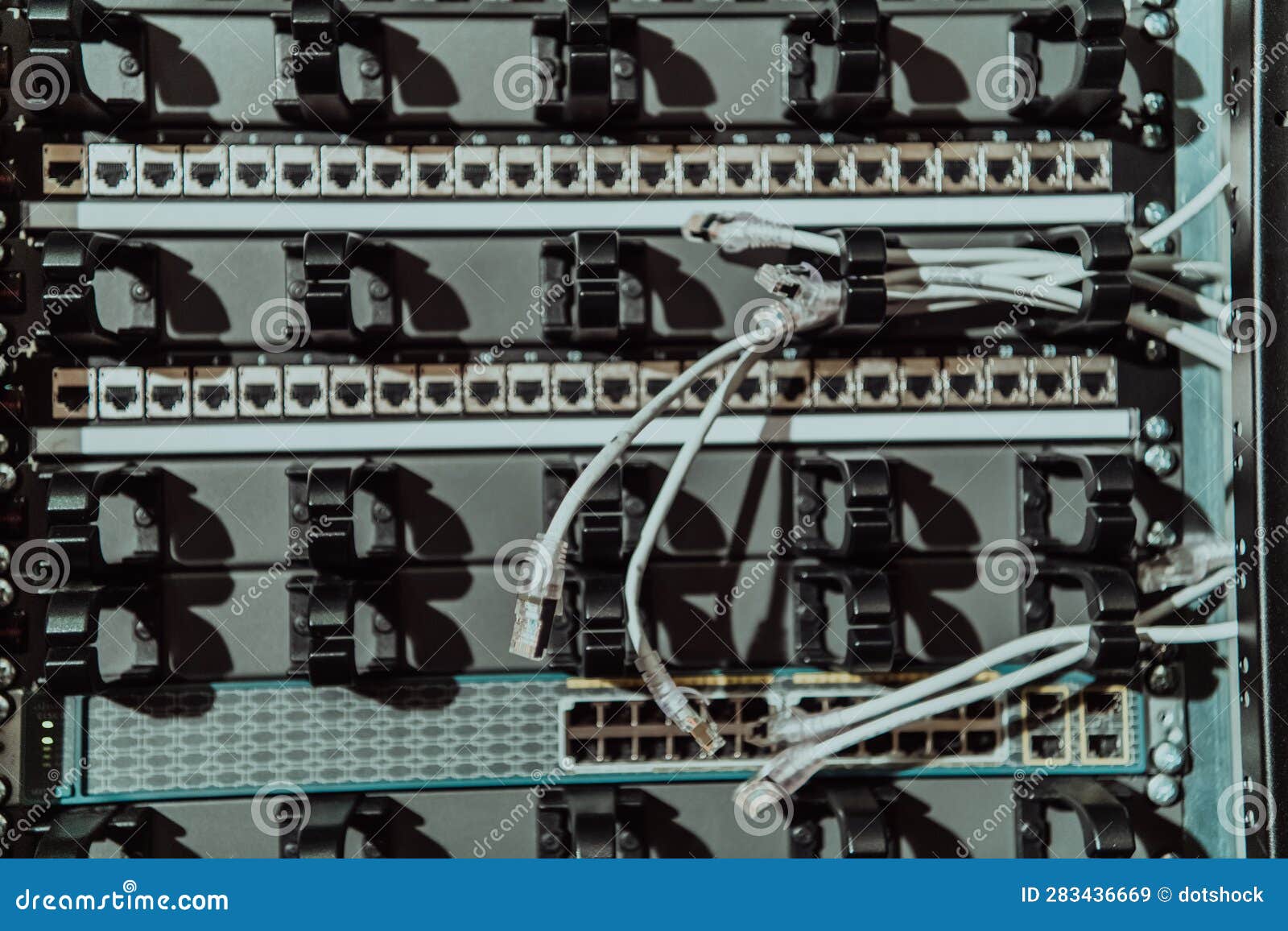 Close Up of Technician Setting Up Network in Server Room Stock Image ...