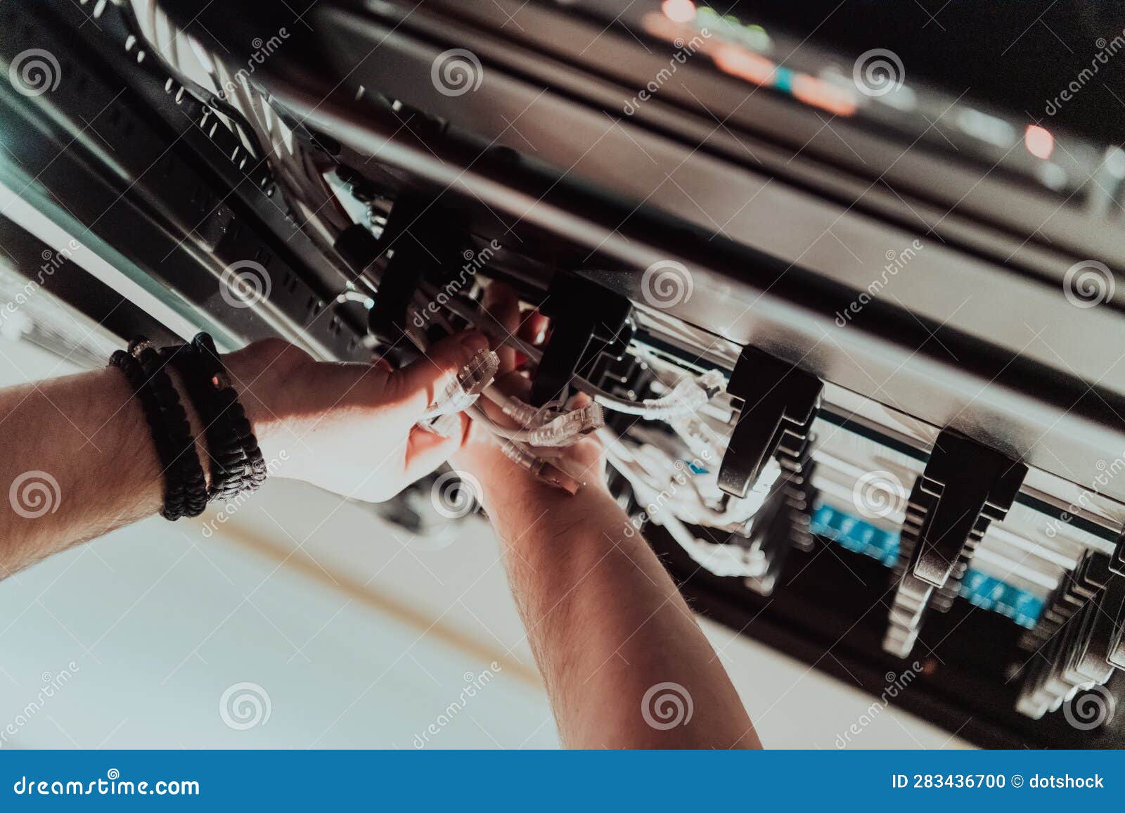 Close Up of Technician Setting Up Network in Server Room Stock Photo ... Close Up of Technician Setting Up Network in Server Room Stock Photo ...