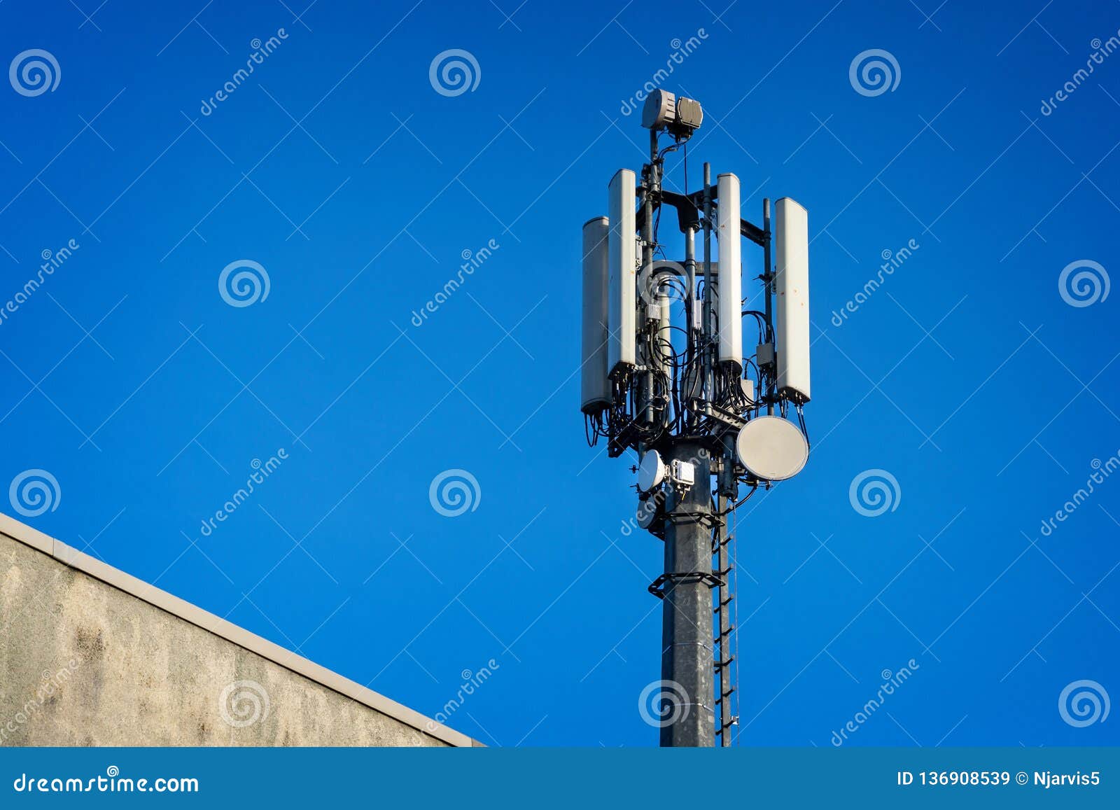 Close Up of Telecommunications Tower Mast Stock Image - Image of ...