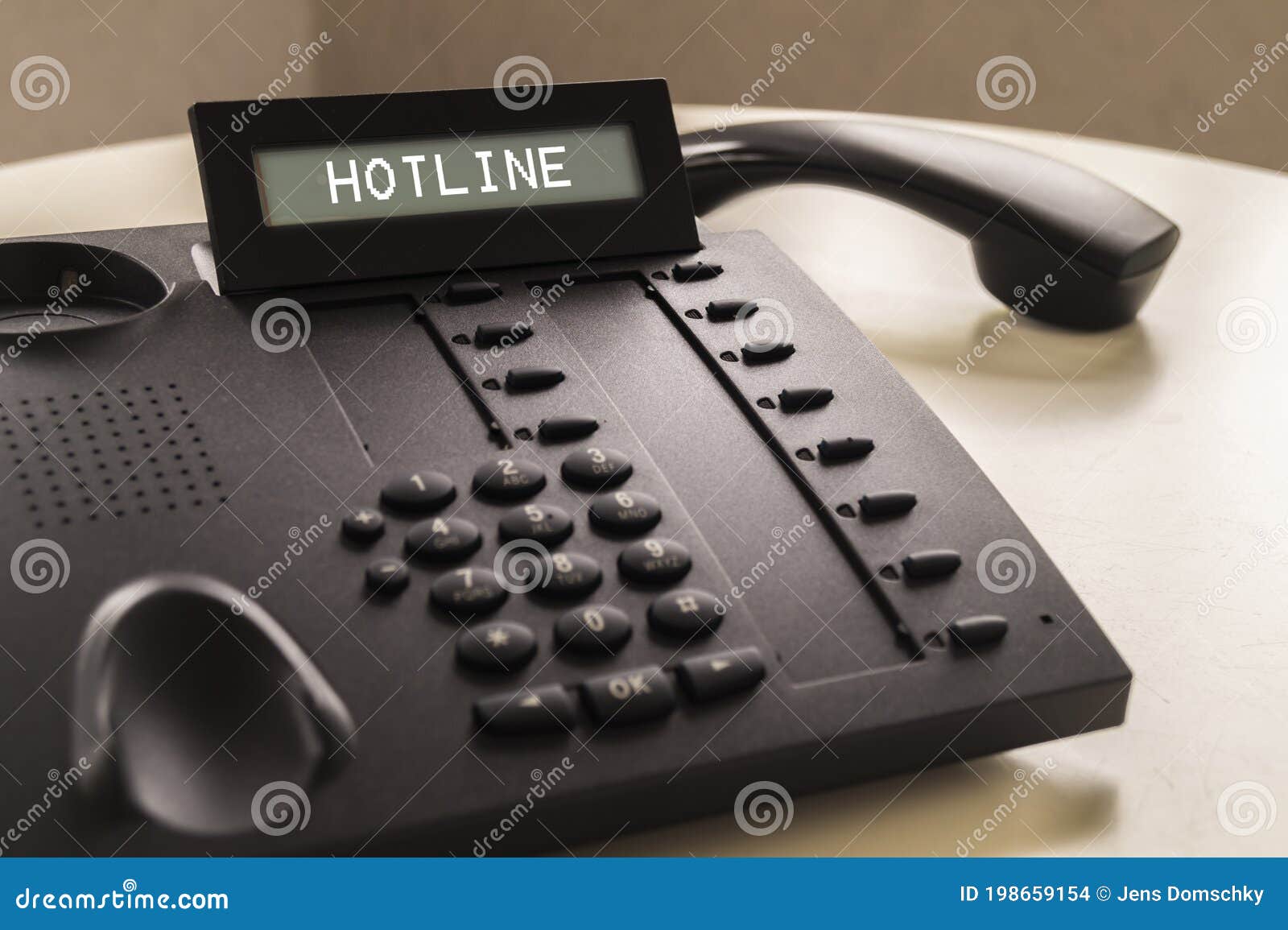 Close Up on Telephone Device at Office Desk. Stock Photo - Image of ...