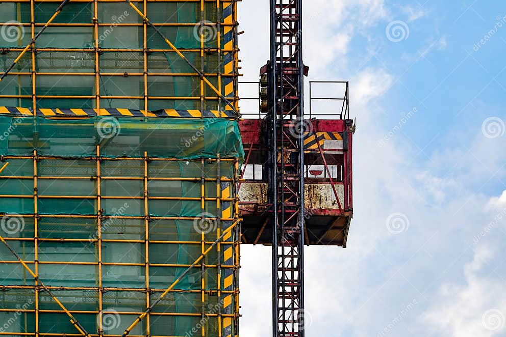 Close-up of Temporary Construction Elevator Used on Building Site Stock ...