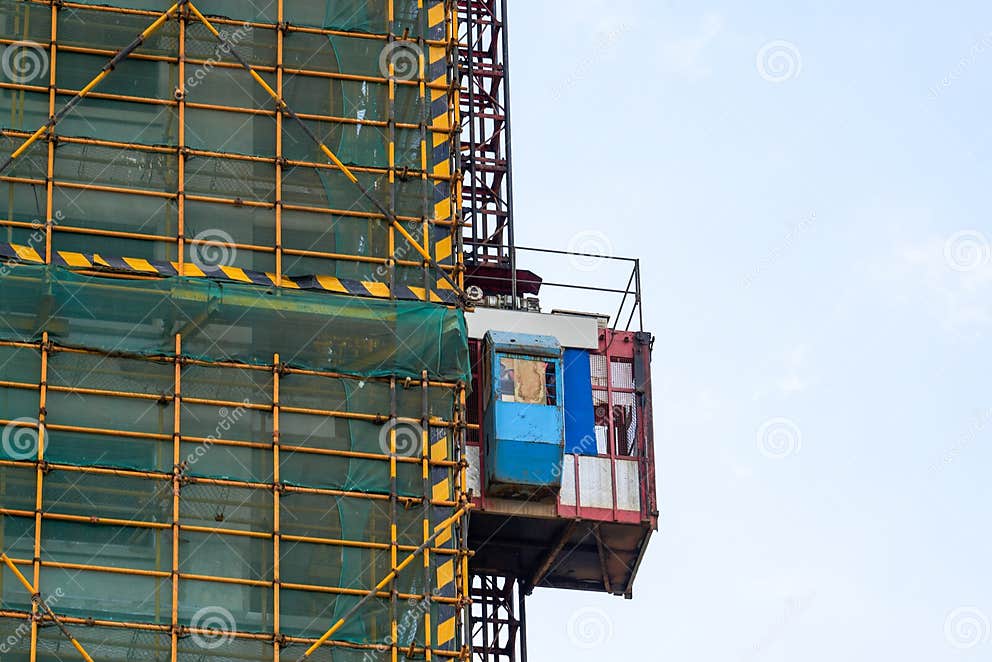 Close-up of Temporary Construction Elevator Used on Building Site ...