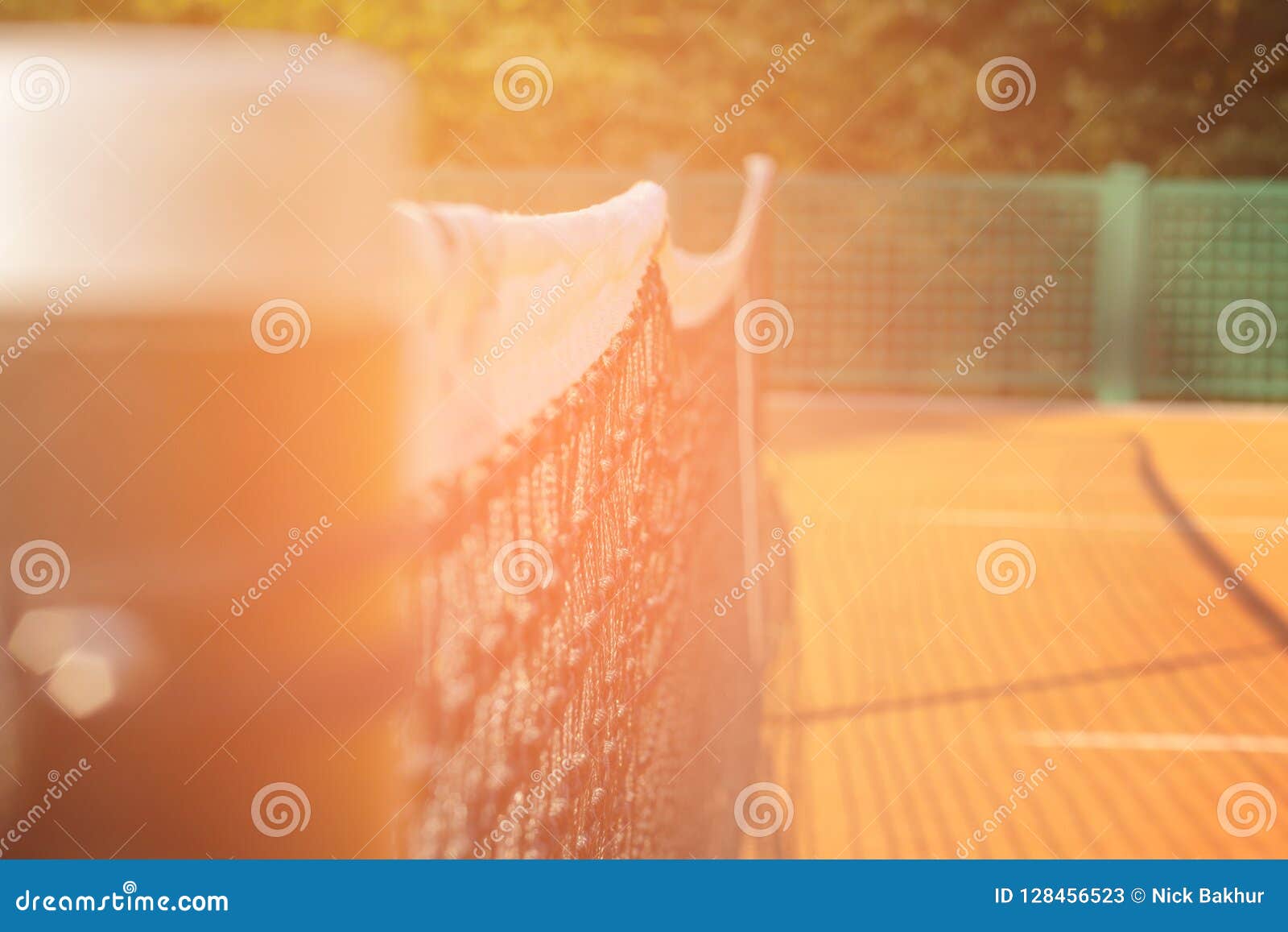 Close-up Tennis Net on Court with Sunlight in Background Stock Image ...