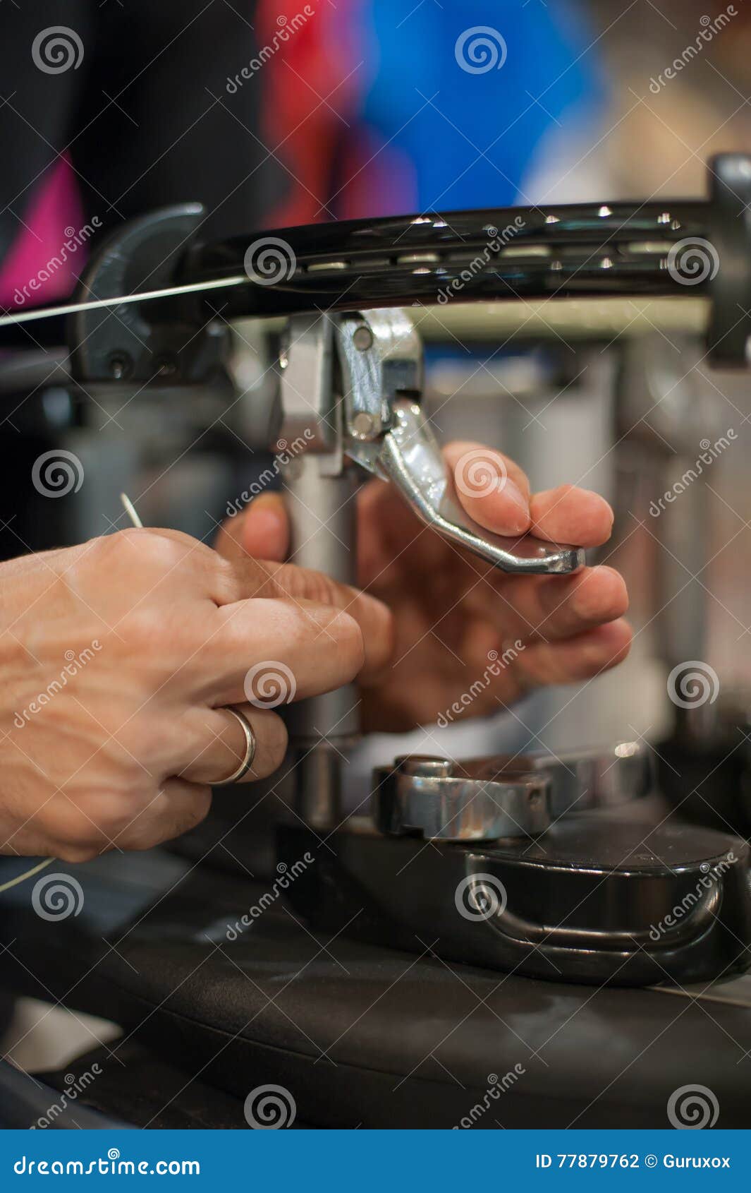Close Up of Tennis Stringer Hands Doing Racket Stringing Stock Photo ...