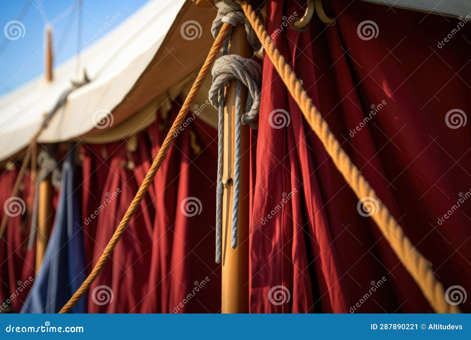 Close-up of Tent Pegs and Ropes Securing the Tent Stock Illustration ...