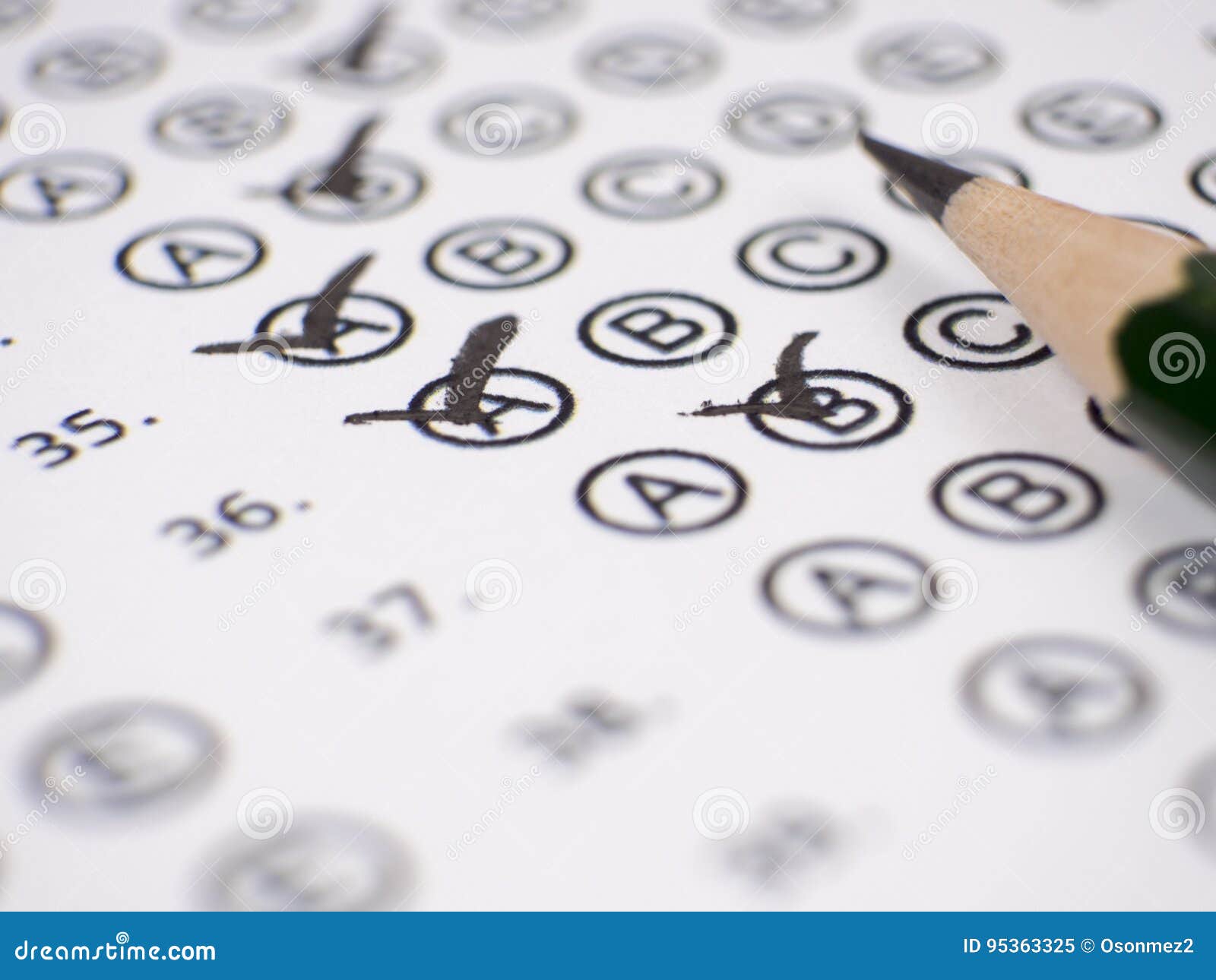Close up test answer sheet stock image. Image of examination - 95363325