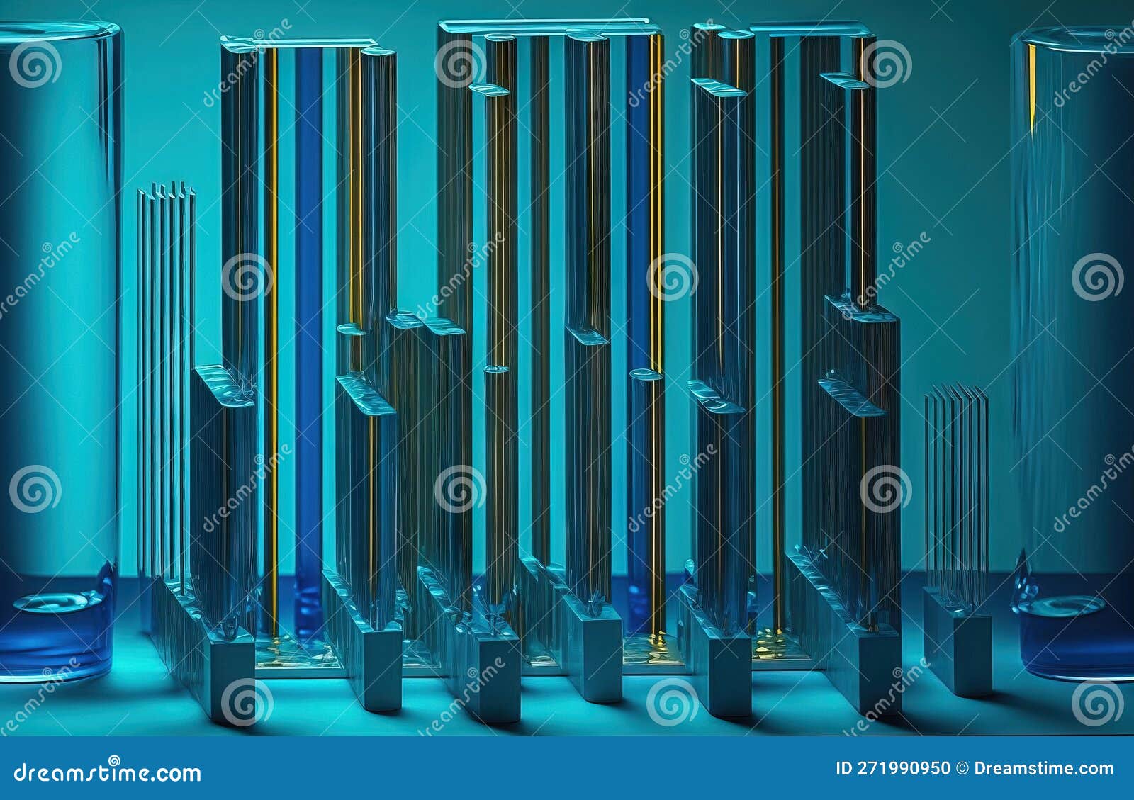 Close Up of Test Tubes on a Blue Backdrop Stock Illustration ...