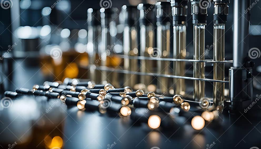 Close-up of Test Tubes and Capsules in a Laboratory Setting Stock ...