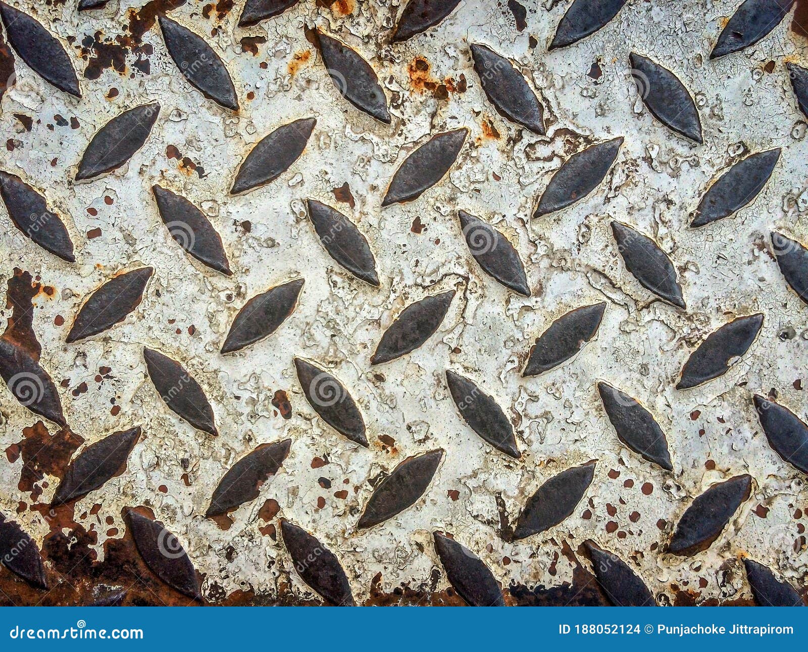 Close Up Texture Background of Rusty Checker Plate Painted White. Stock ...