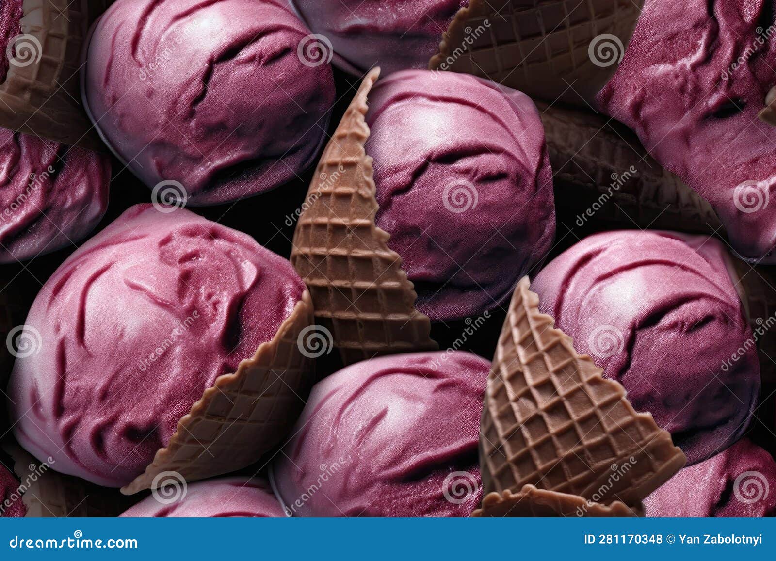 Close Up Texture of Black Cherry Ice Cream Tile. Banner. Generative AI ...