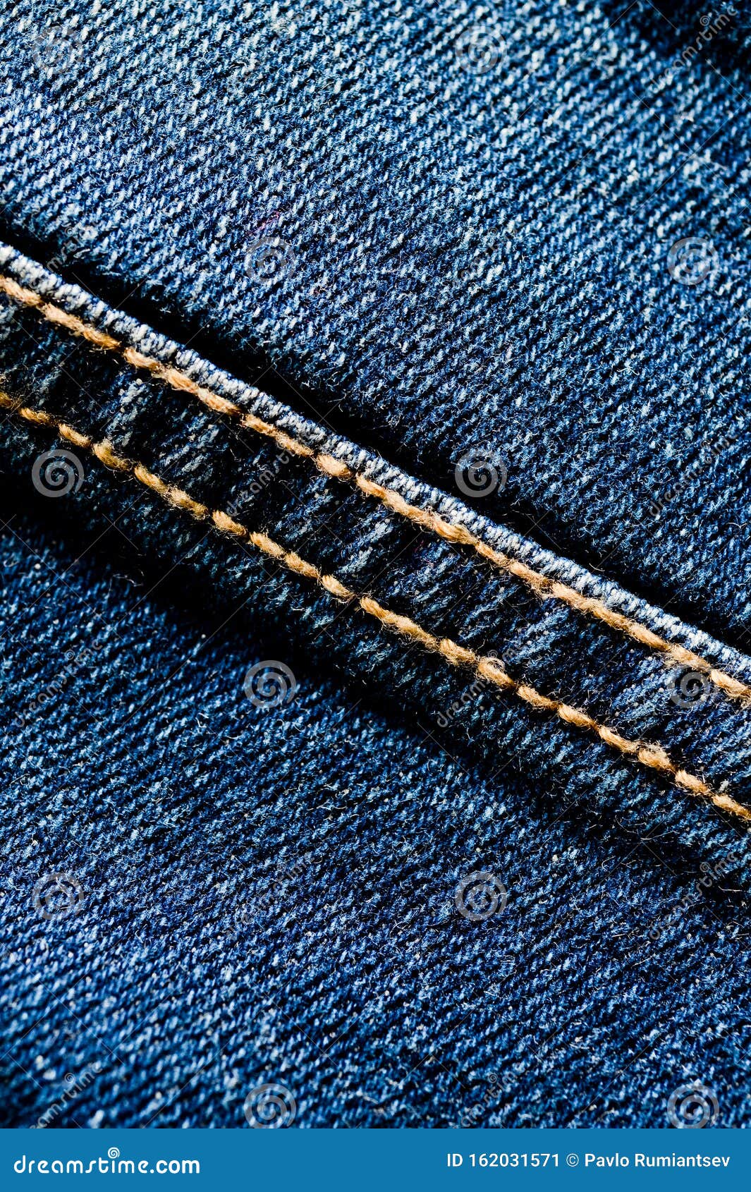 Close-up Texture of Blue Denim Stitched with Orange Thread Stock Image ...