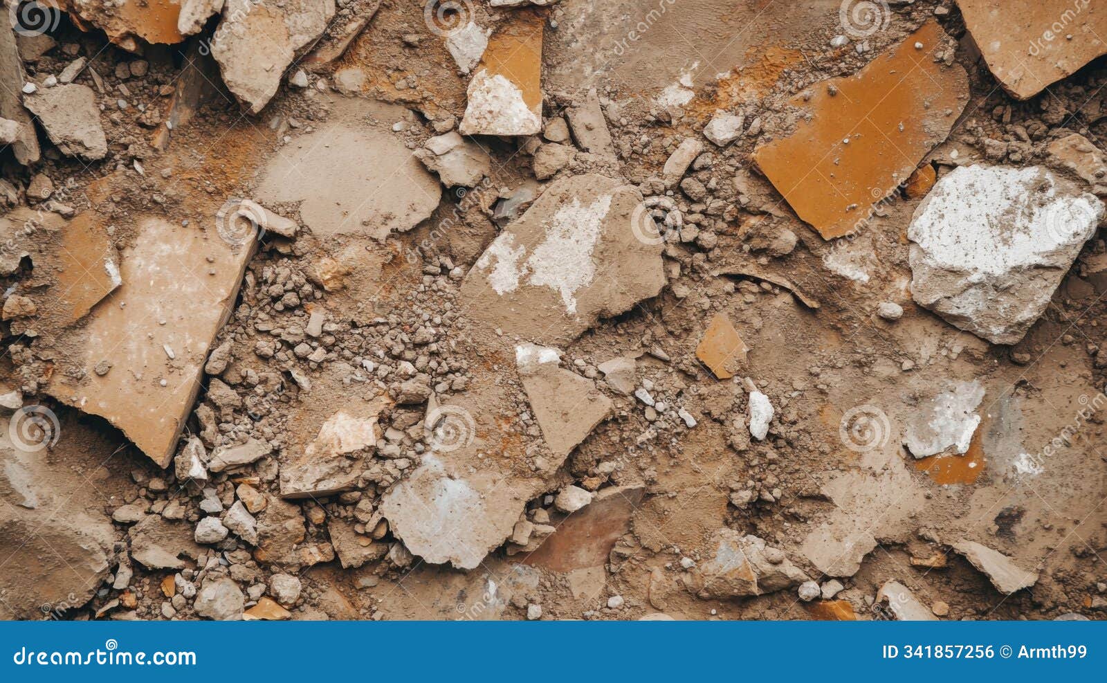 Close Up Texture of Broken Concrete and Rubble Debris, Abstract ...