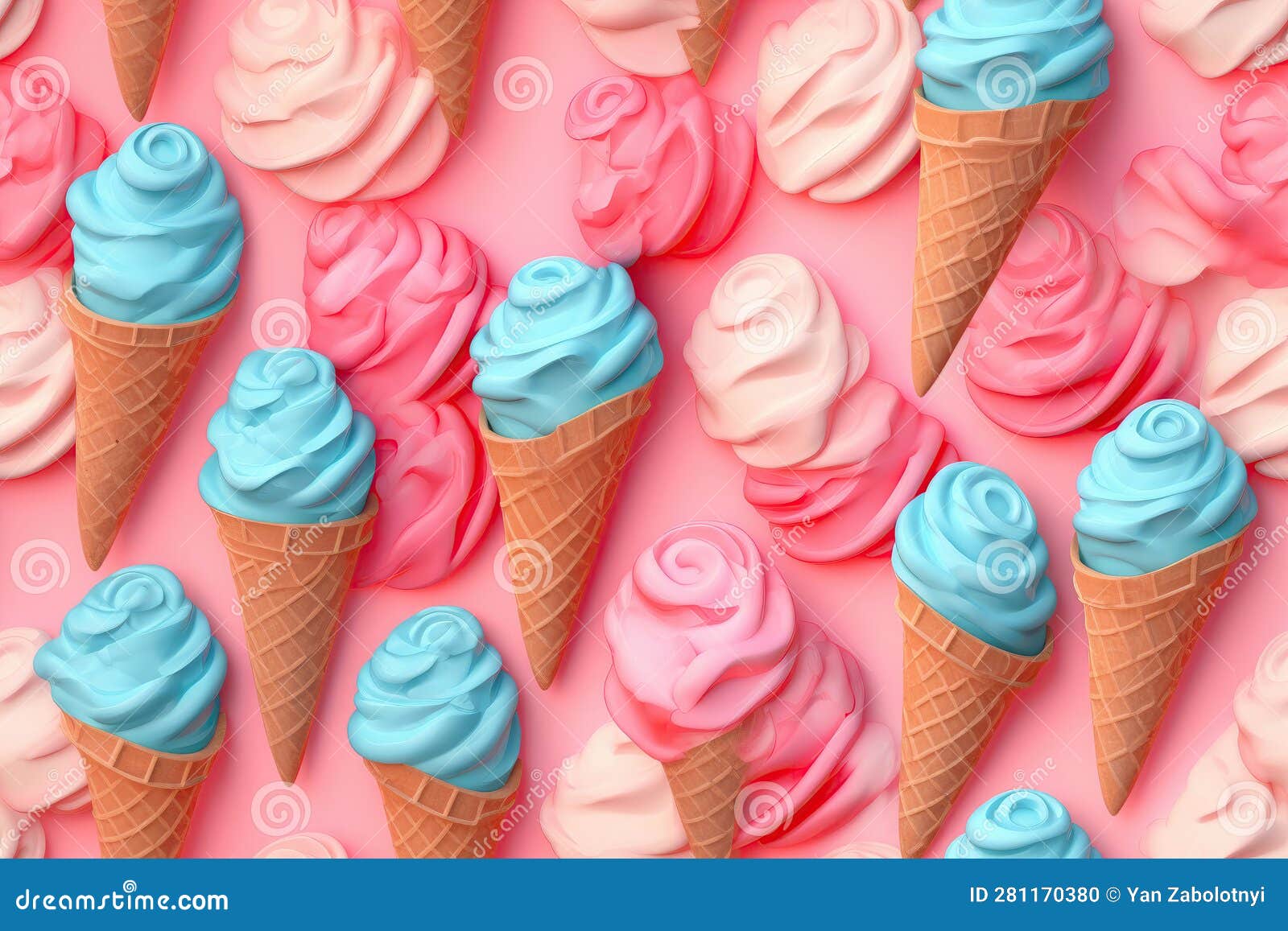 Close Up Texture of Bubblegum Ice Cream Tile. Banner. Seamless ...