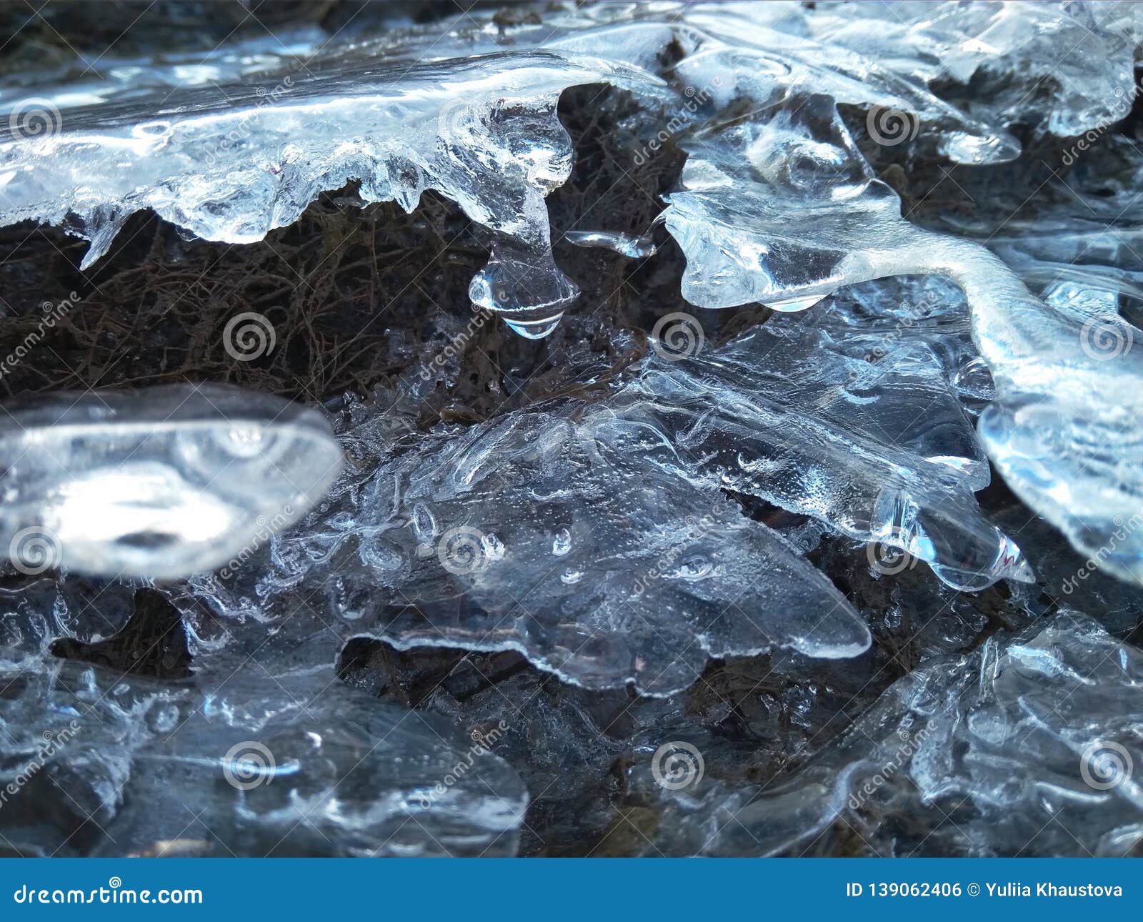 Ice on the River with Beautiful Patterns Stock Photo - Image of ...