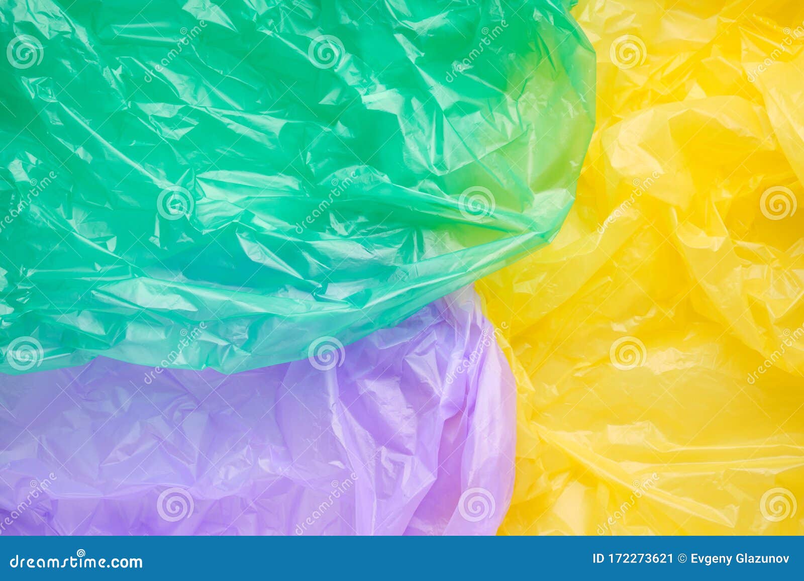 Close Up Texture of a Multicolor Plastic Garbage Bag. Green Poly Stock ...
