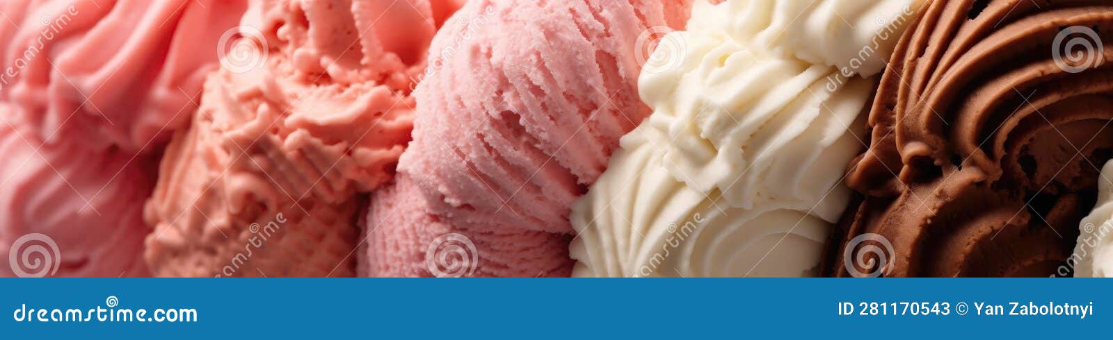 Close Up Texture of Neapolitan Ice Cream. Banner. Panorama. Generative ...