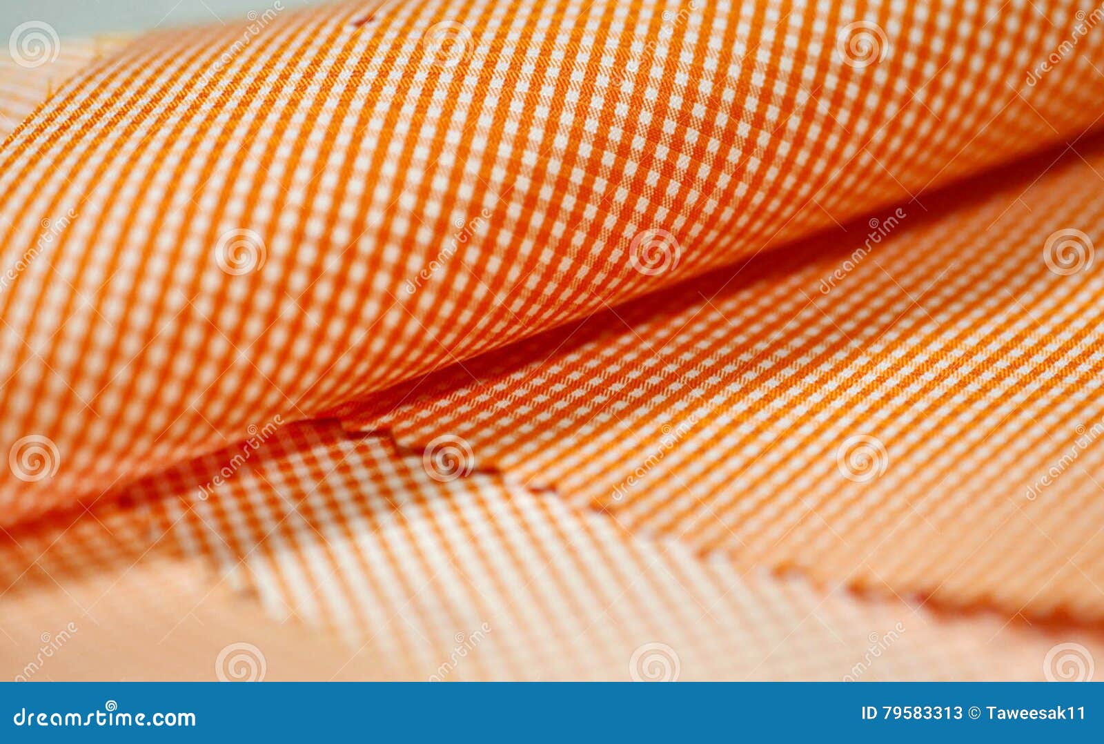 Close Up Texture Orange and White Scott Pattern Fabric of Shirt Stock ...