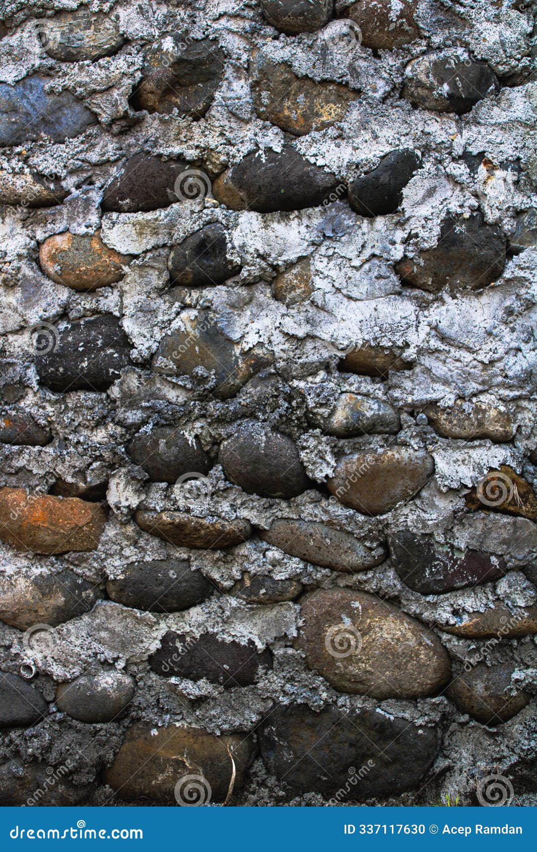 Close Up Texture of River Stone or Rubber Stone Foundation of Retaining ...