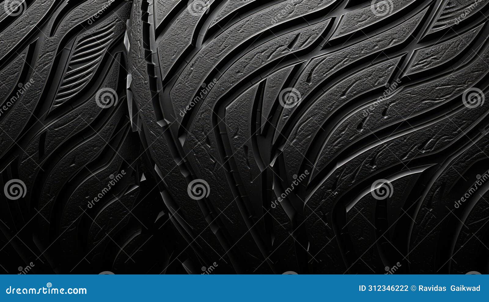 A Close Up of the Texture of a Rubber Tire Tread, with Grooves and ...