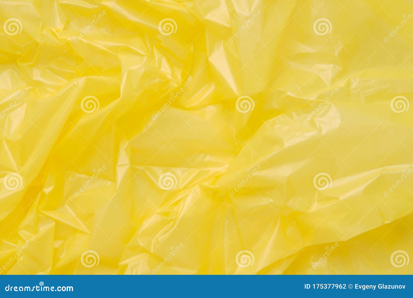 Close Up Texture of a Yellow Plastic Garbage Bag. Yellow Polyeth Stock ...