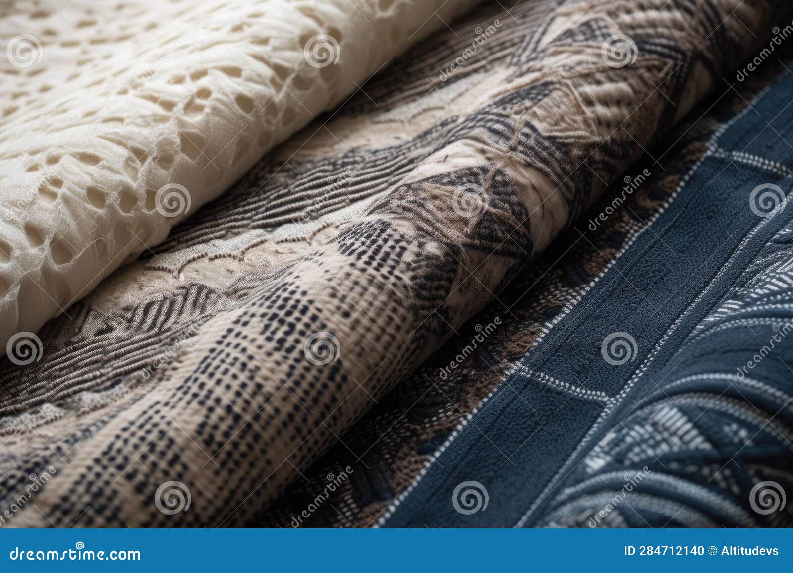 Close-up of Textured Fabric, with Different Patterns and Textures ...