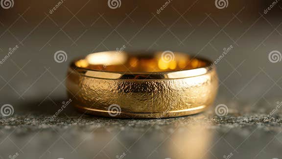 Close-up of a Textured Gold Ring on a Stone Surface Stock Illustration ...