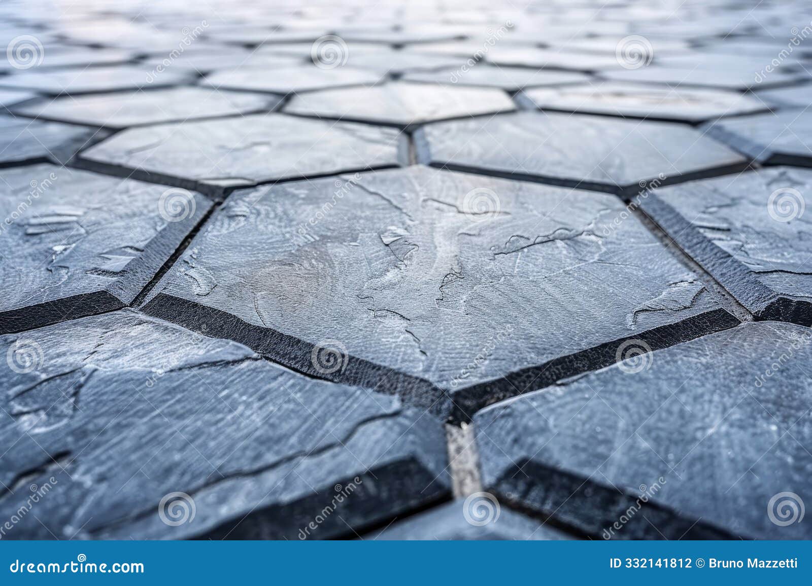 Close-up of Textured Hexagonal Stone Pavement in a Modern Pattern ...