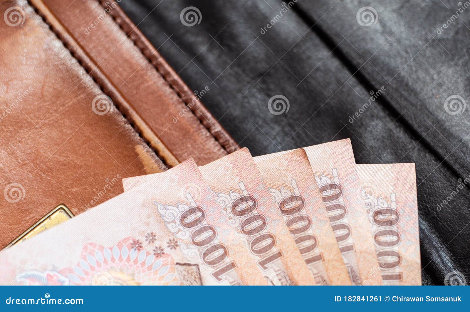 Close Up Thai Banknote in Wallet Stock Image - Image of financial ...