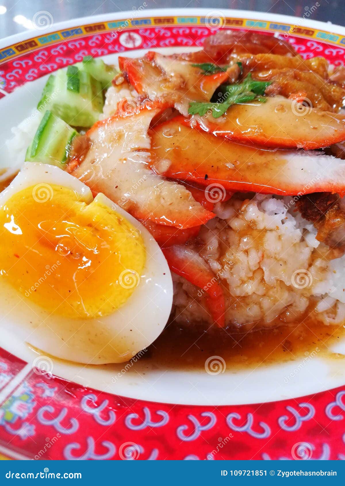 Thai Red BBQ Pork with Rice Stock Image - Image of readyeat, rice ...