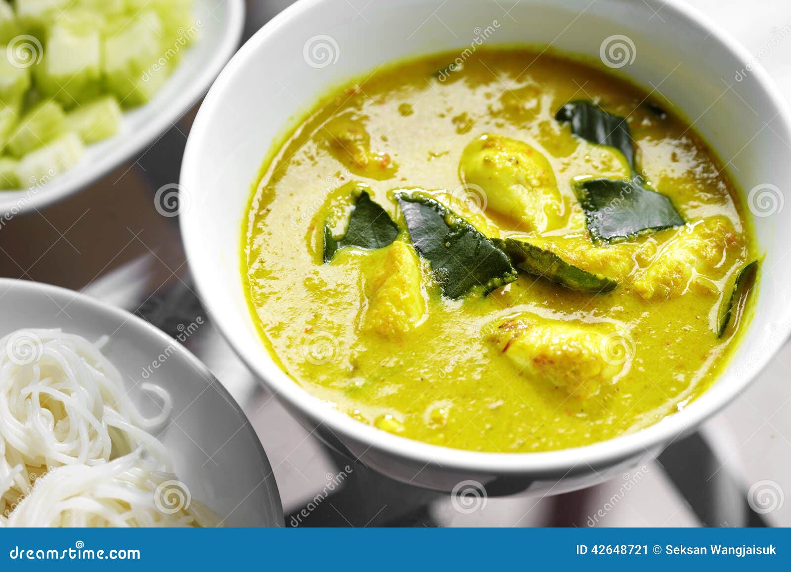Close Up Thai Spicy Yellow Fish Curry Stock Image - Image of bowl ...