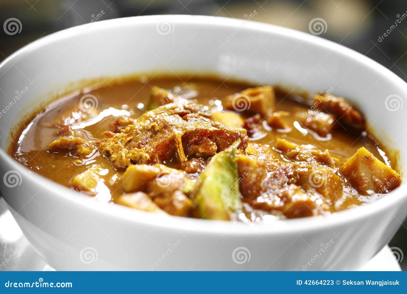 Close Up Thai Spicy Yellow Fish Curry Stock Image - Image of seafood ...