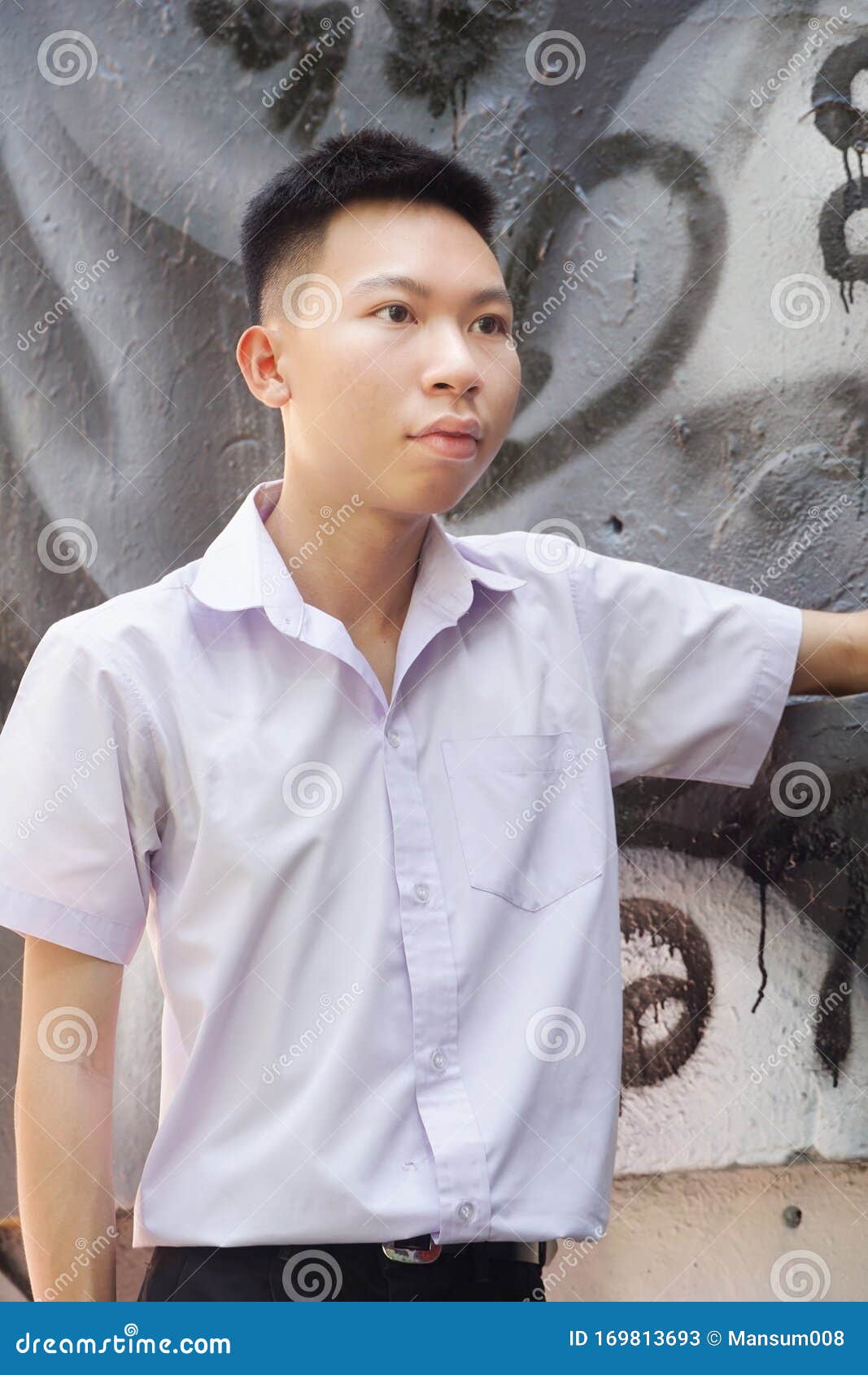 Thai student in uniform stock image. Image of happy - 169813693